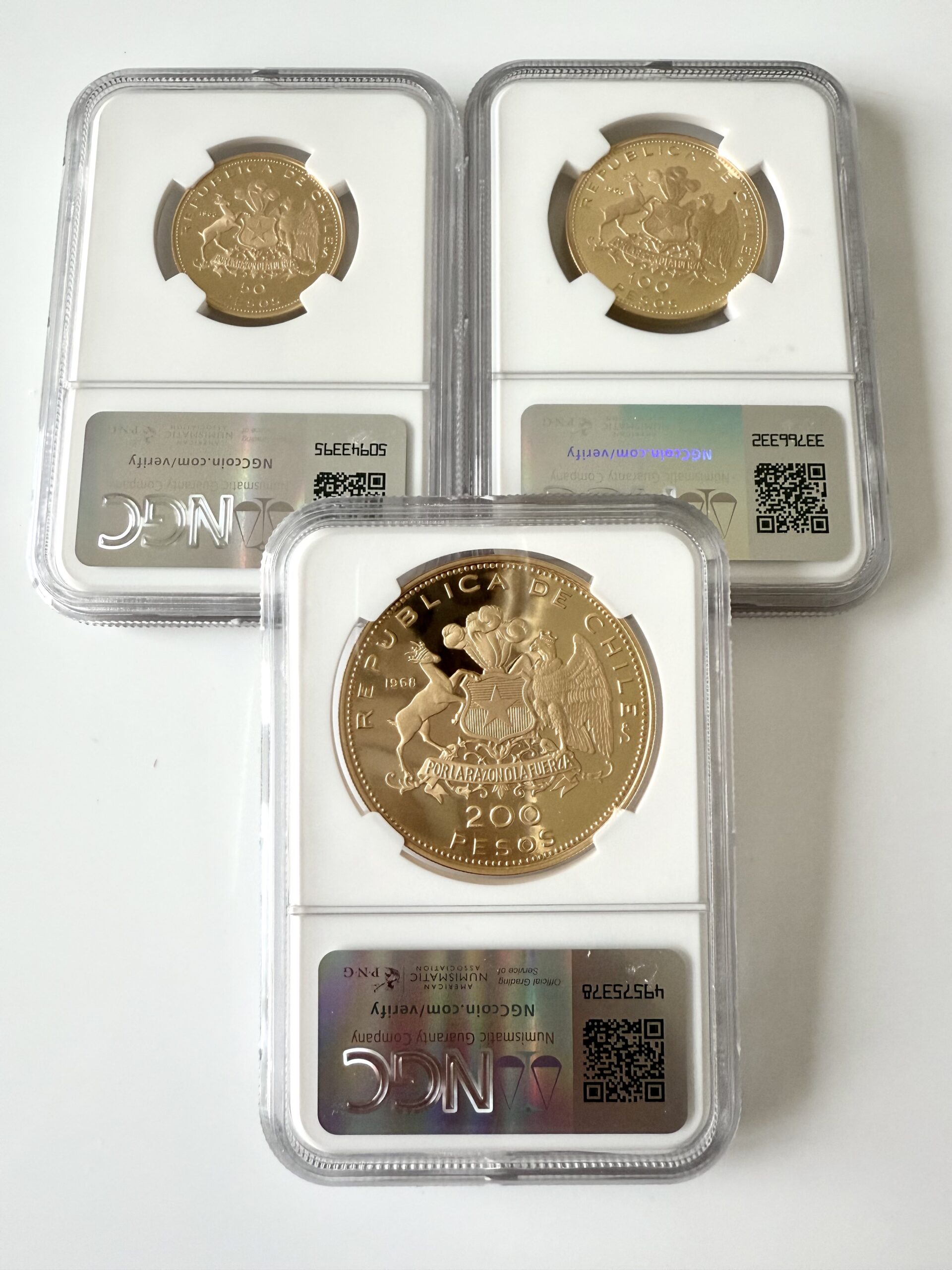 Chile - 1968 - 3 Goldmünzen Proof Set