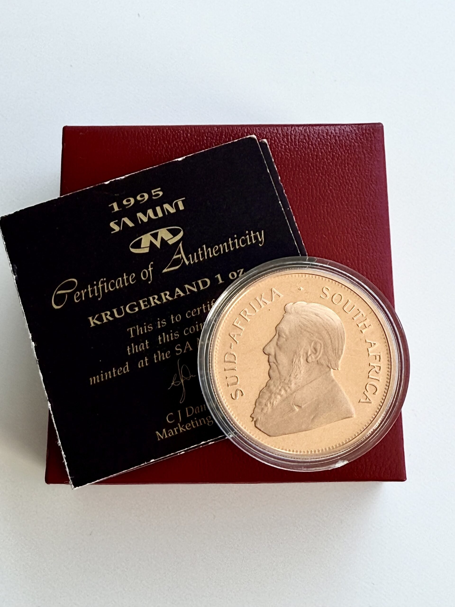 Krugerrand 1995 – 1 oz Gold – Case & Certificate – Rare Edition