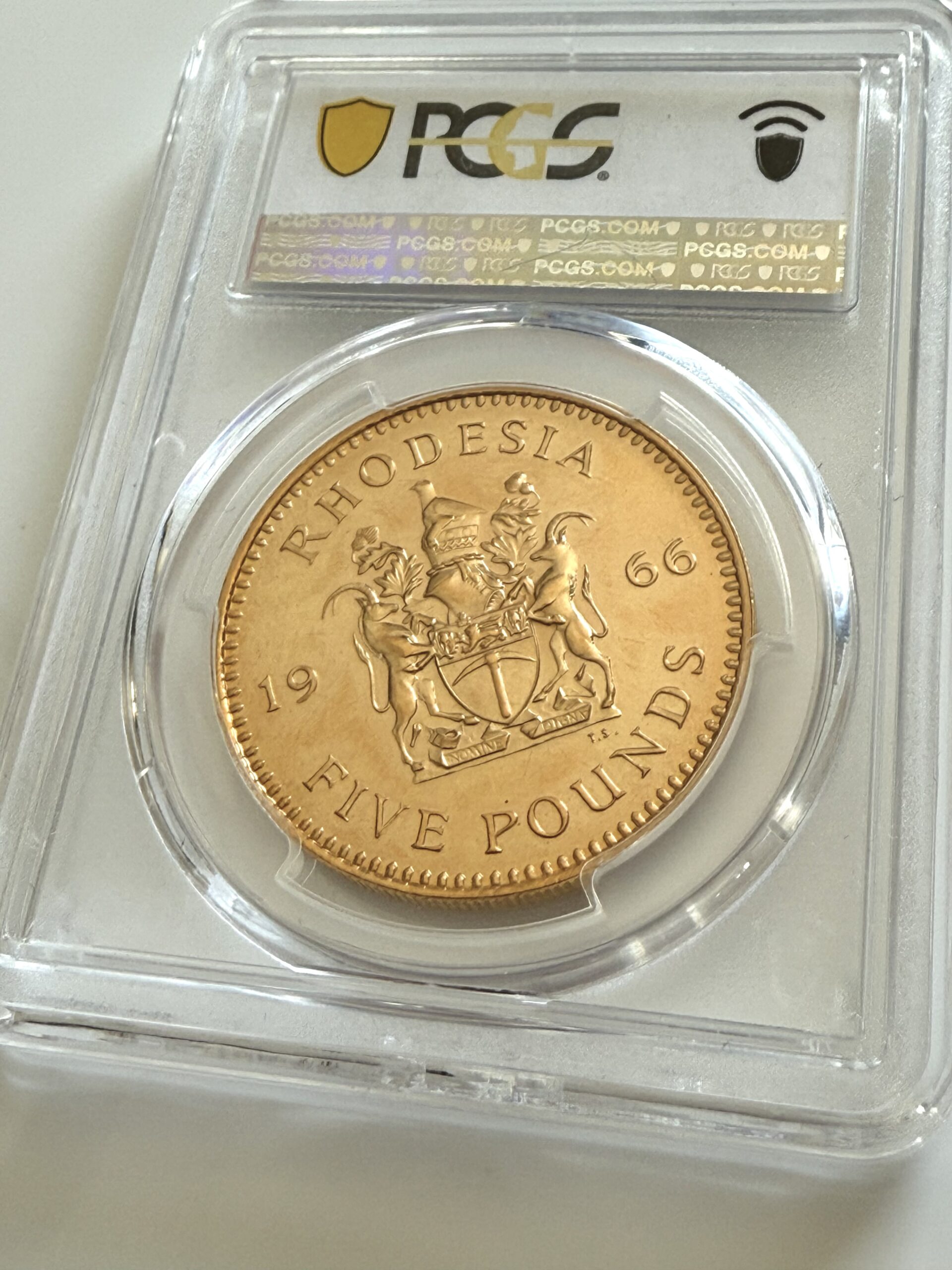 Rhodesia 1966 5 Pound Gold Proof – PCGS PR65